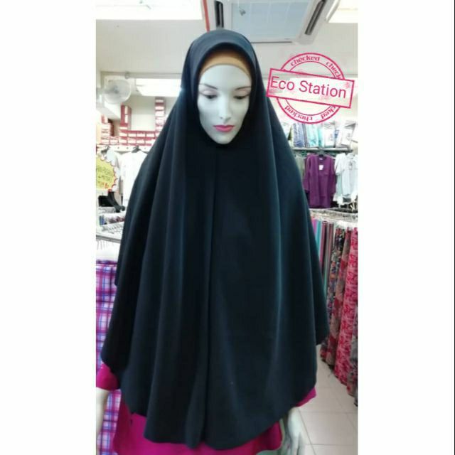 🌸Tudung Labuh Koshibo Crepe bidang 60" (Hitam) | Shopee Malaysia