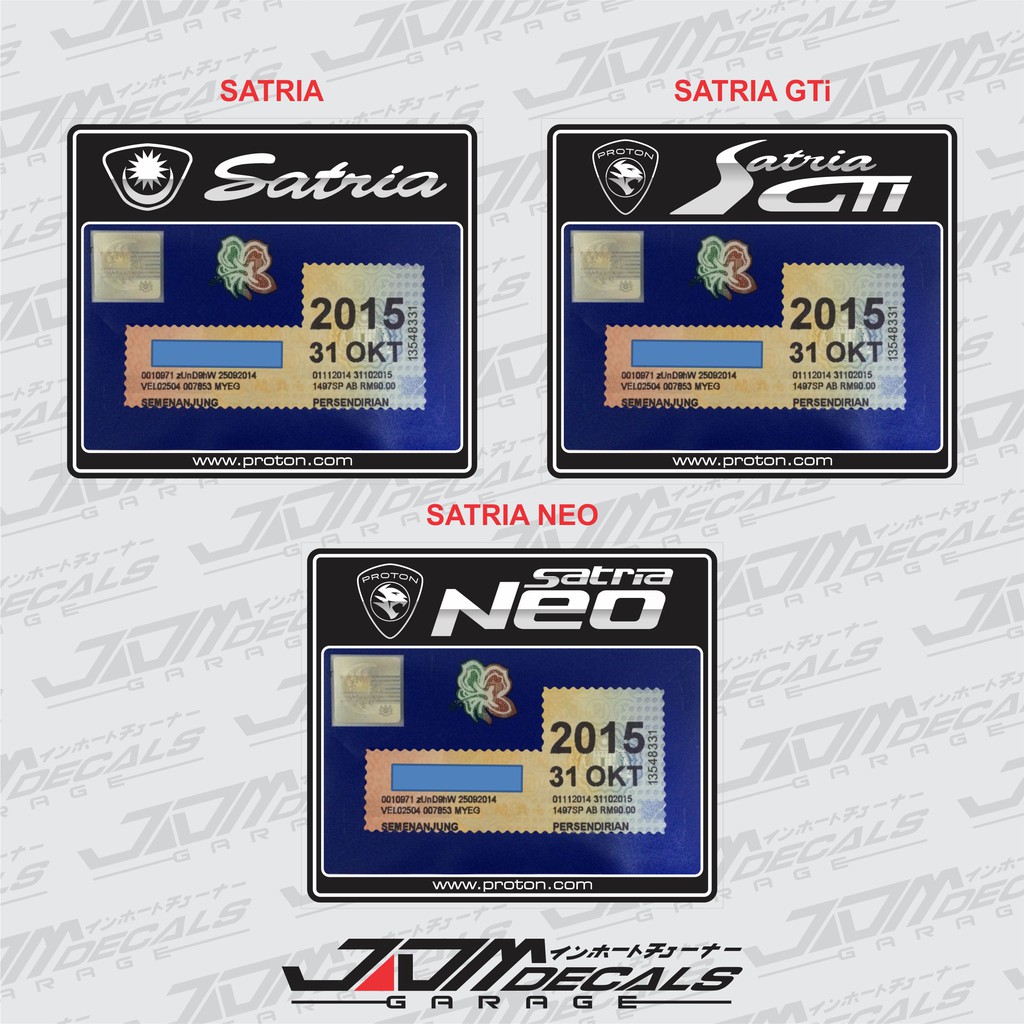 Proton Satria GTi Neo Car Windscreen Roadtax Decal Sticker | Shopee ...