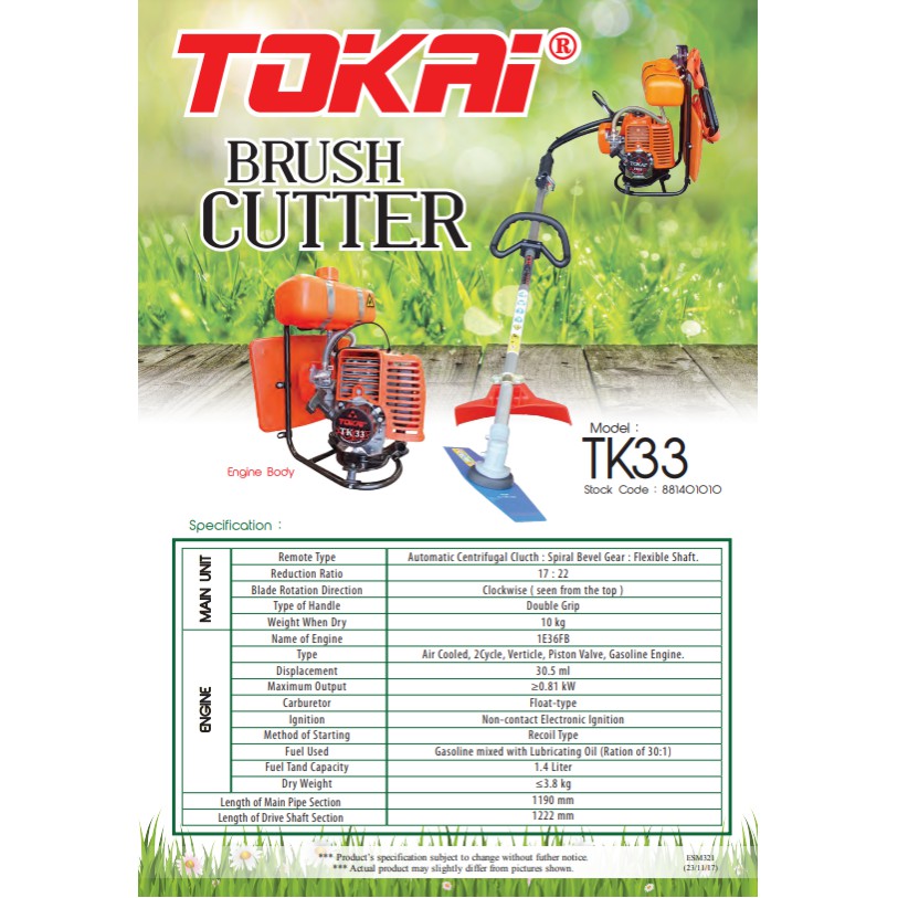 TOKAI JAPAN BRAND BRUSH CUTTER TK33 Kebun Garden Mesin Rumput Grass ...