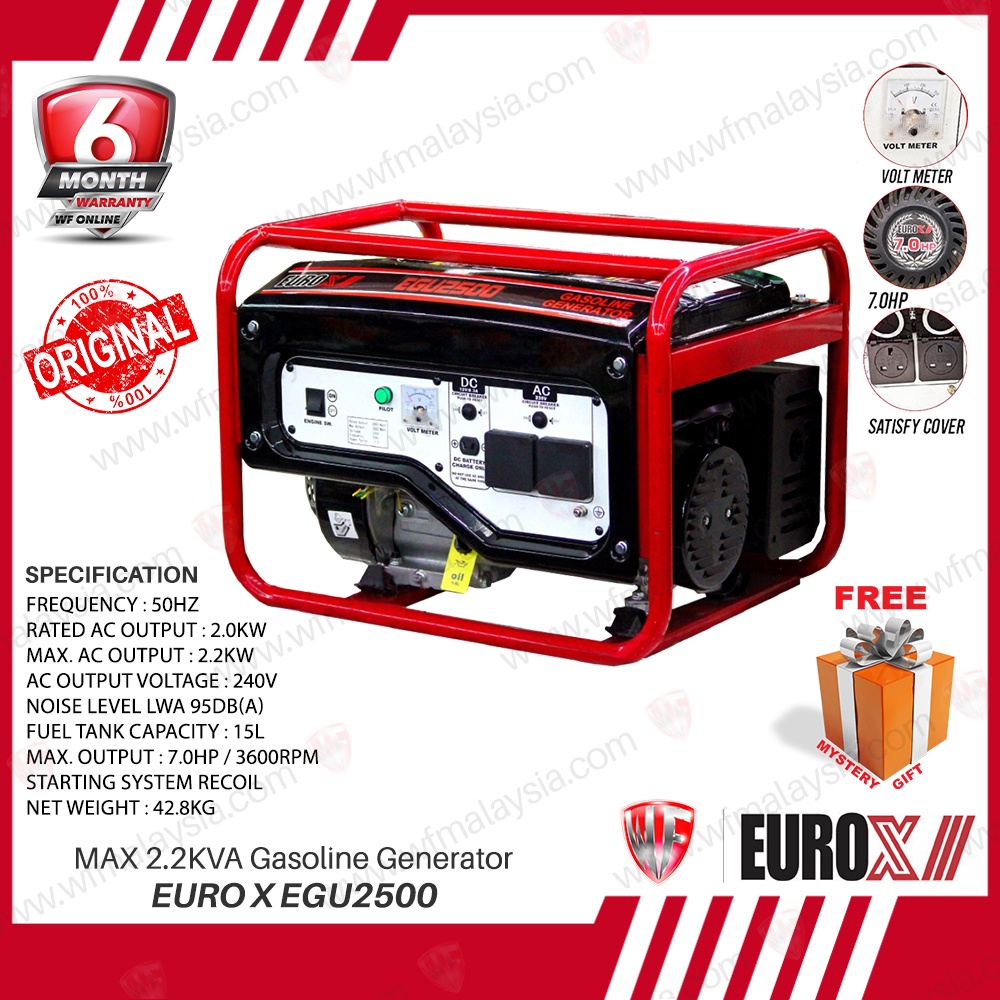 Eurox Europower EGU2500 2.2KW Gasoline Generator Petrol Genset Portable ...