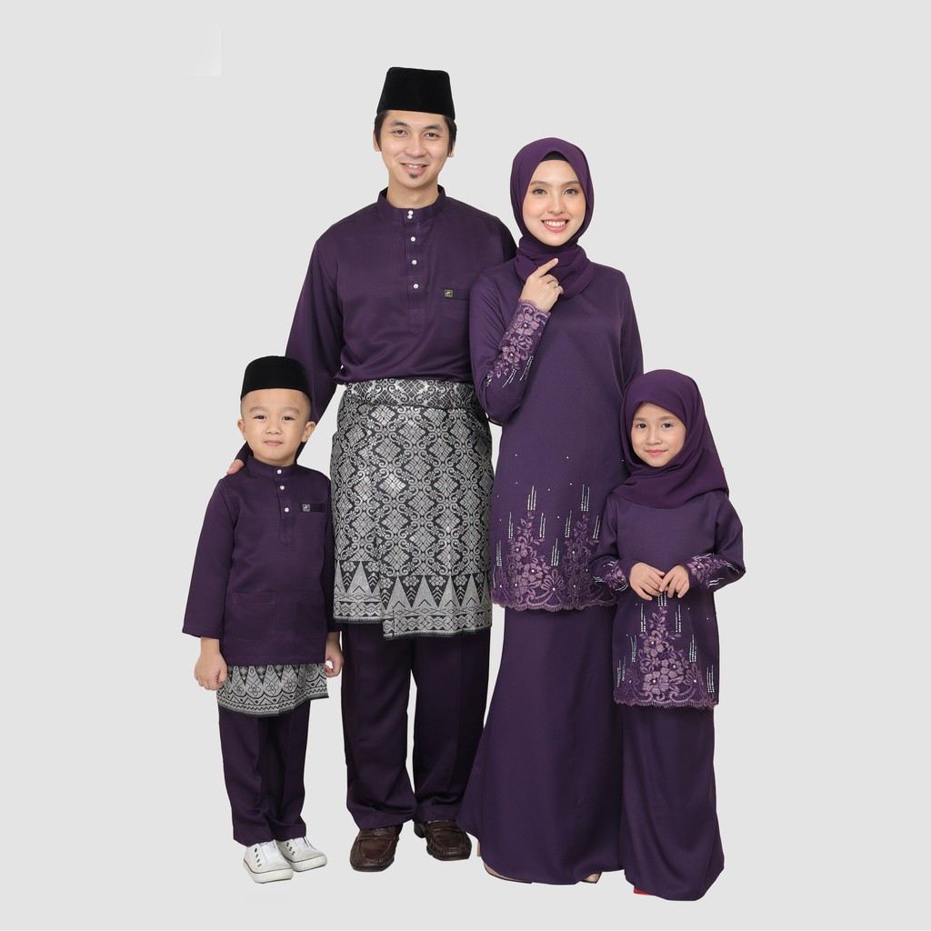 baju raya 2021 [ DARK PURPLE ] SET FAMILY RAYA SEDONDON ELISA | Shopee ...