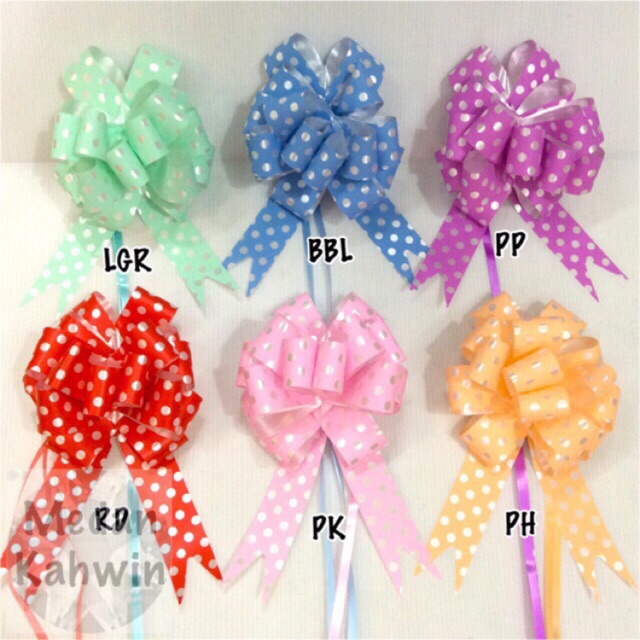 #RB013130A Bunga Reben Tarik Polka Dot d11cm Pulled Ribbon Flower @ 9 ...