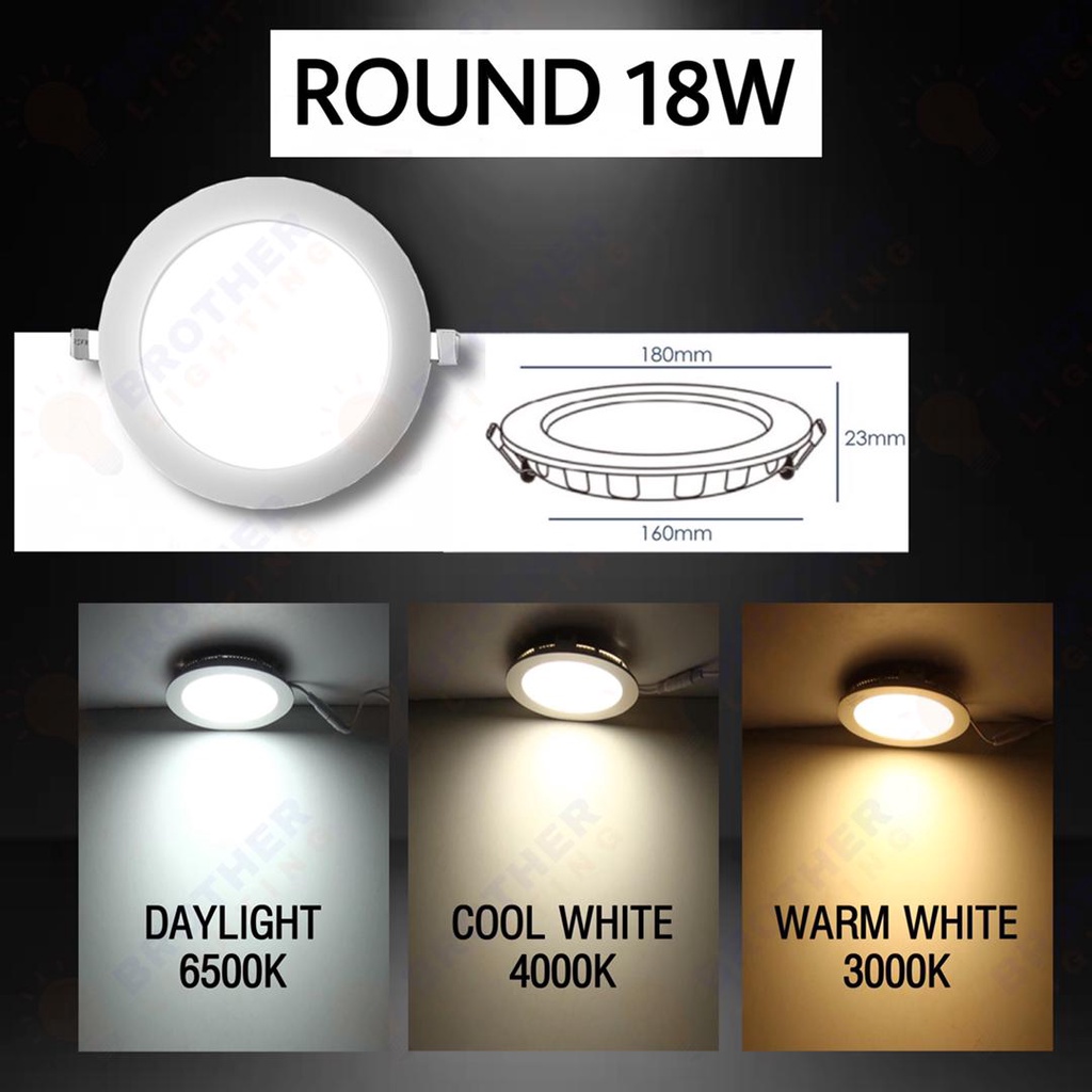 [Premium] Ultra Slim LED Panel Downlight 12W 18W 20W Round Square 4" 6 ...