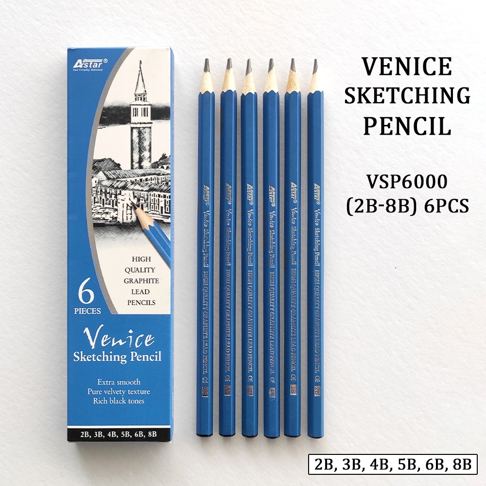 [ BEST & SAVE ] ASTAR VENICE SKETCHING PENCIL VSP-6000 2B,3B,4B,5B,6B ...