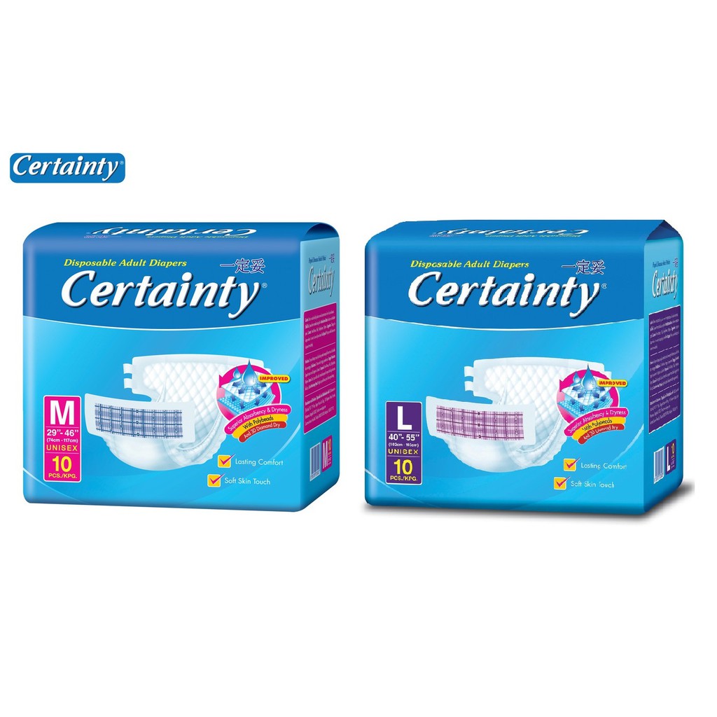 CERTAINTY DISPOSABLE ADULT DIAPERS M10 / L10 | Shopee Malaysia
