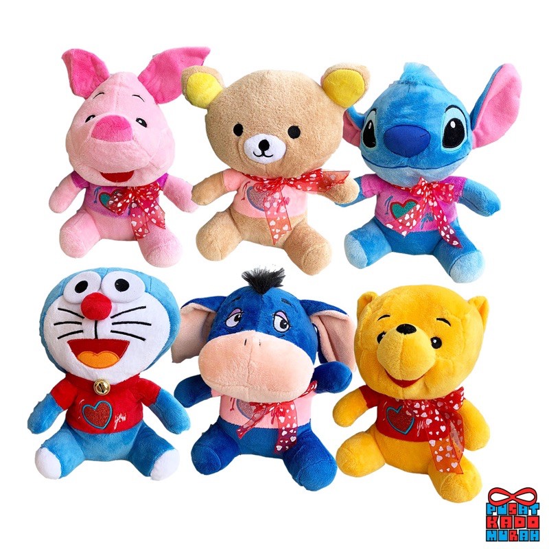 Character Doll + Ribbon - Pooh / Piglet / Eeyore / Stitch / Rilakuma ...