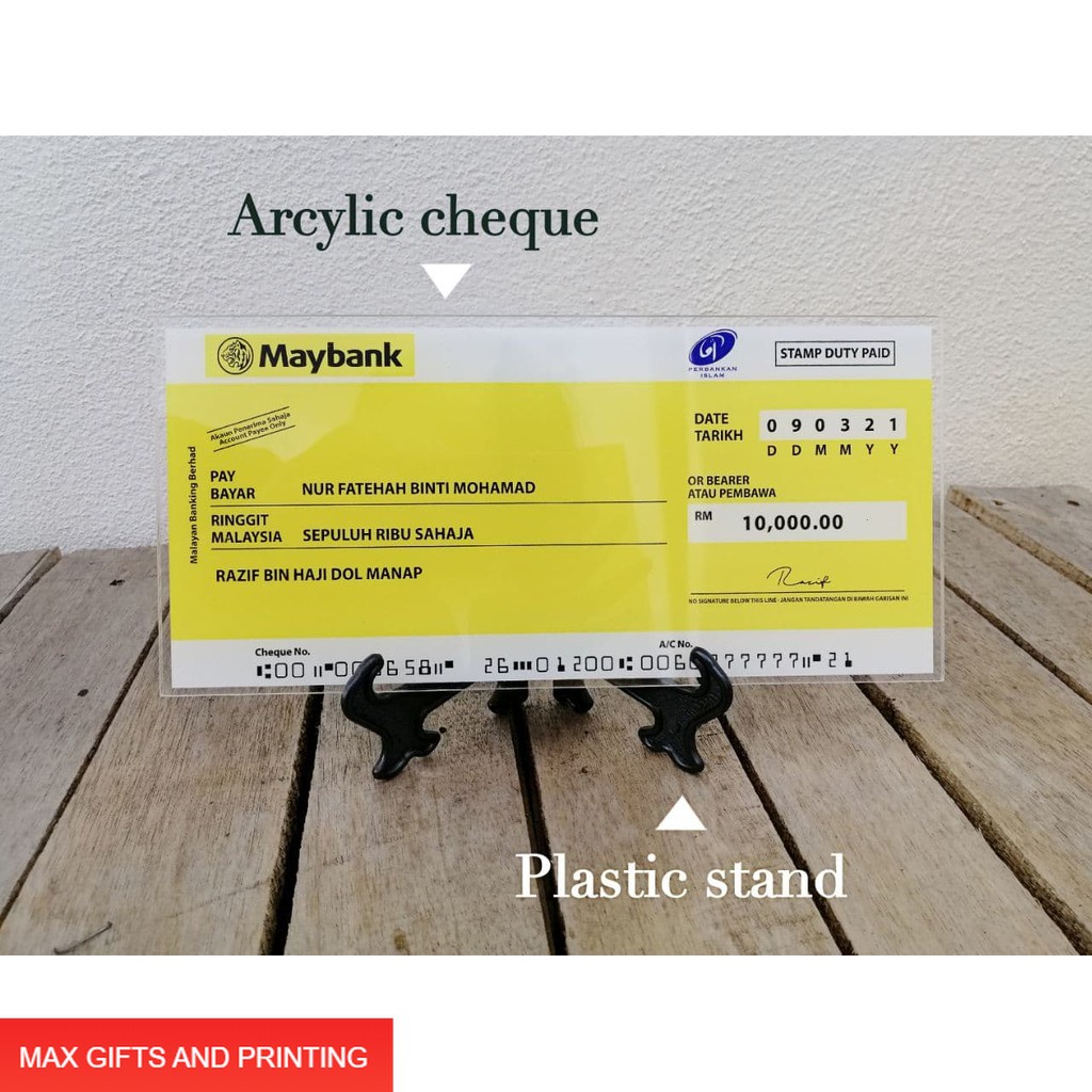 Mock Up Cheque Acrylic / Akrilik Mock-Up Cheque Untuk Hantaran ...
