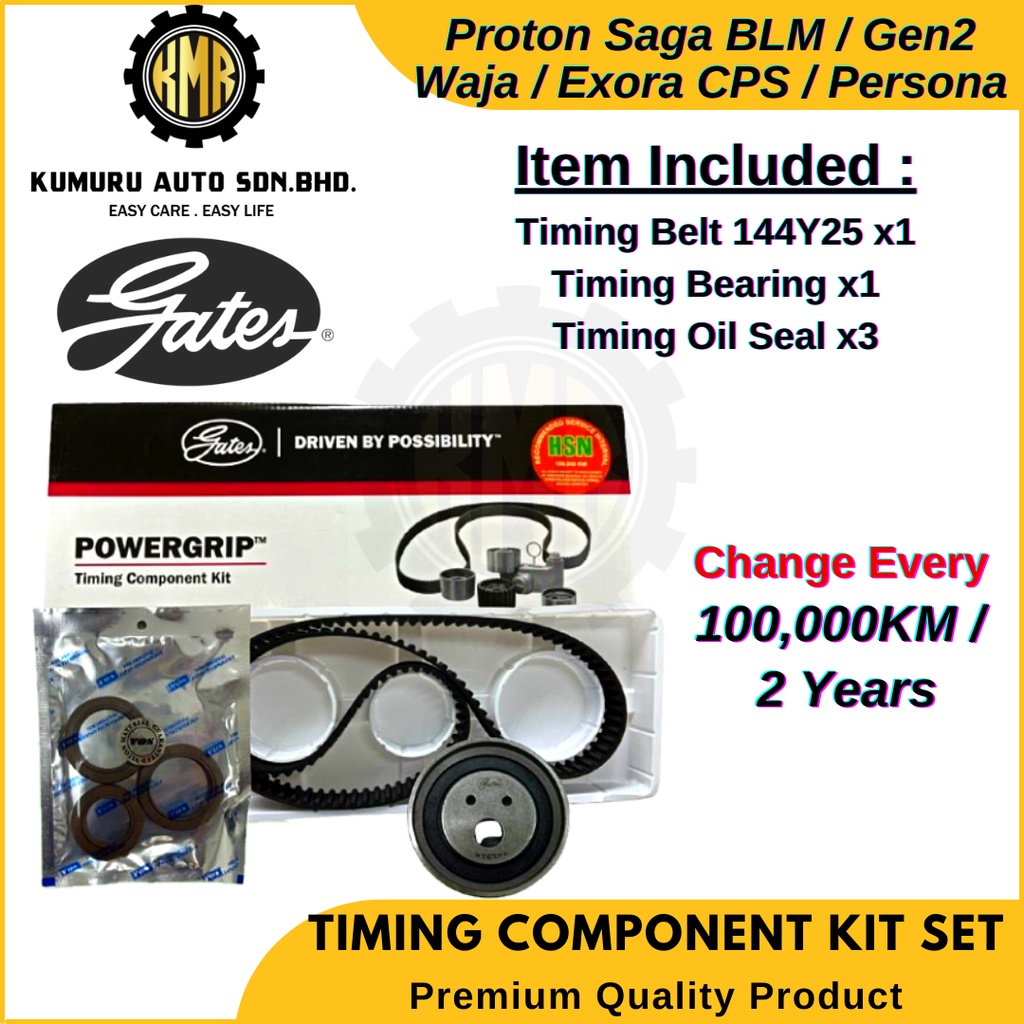 [ 1@Set ] 100,000KM 144Y25 Gates Timing Belt Kit Set Proton Saga BLM ...
