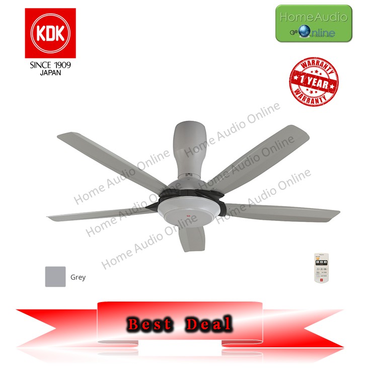 KDK 5 Blade Remote Control Ceiling Fan - K14Y5 Grey | Shopee Malaysia
