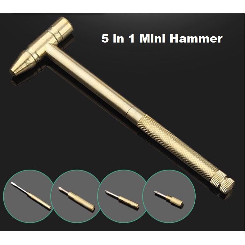 Copper Hammer 5 In 1 Multifunctional Hammer Built-in Small Screwdriver ...