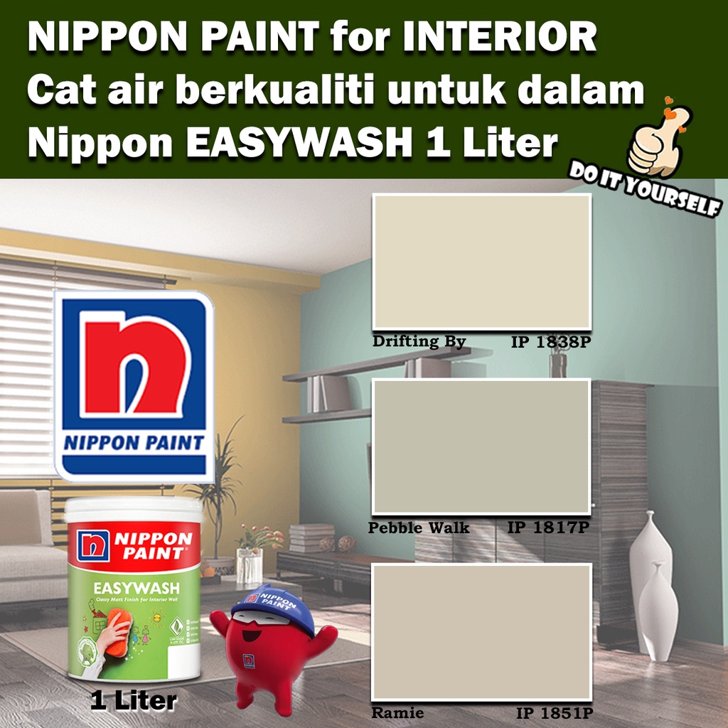 Nippon Paint EasyWash Interior collection 1 Liter Drifting By 1838P ...