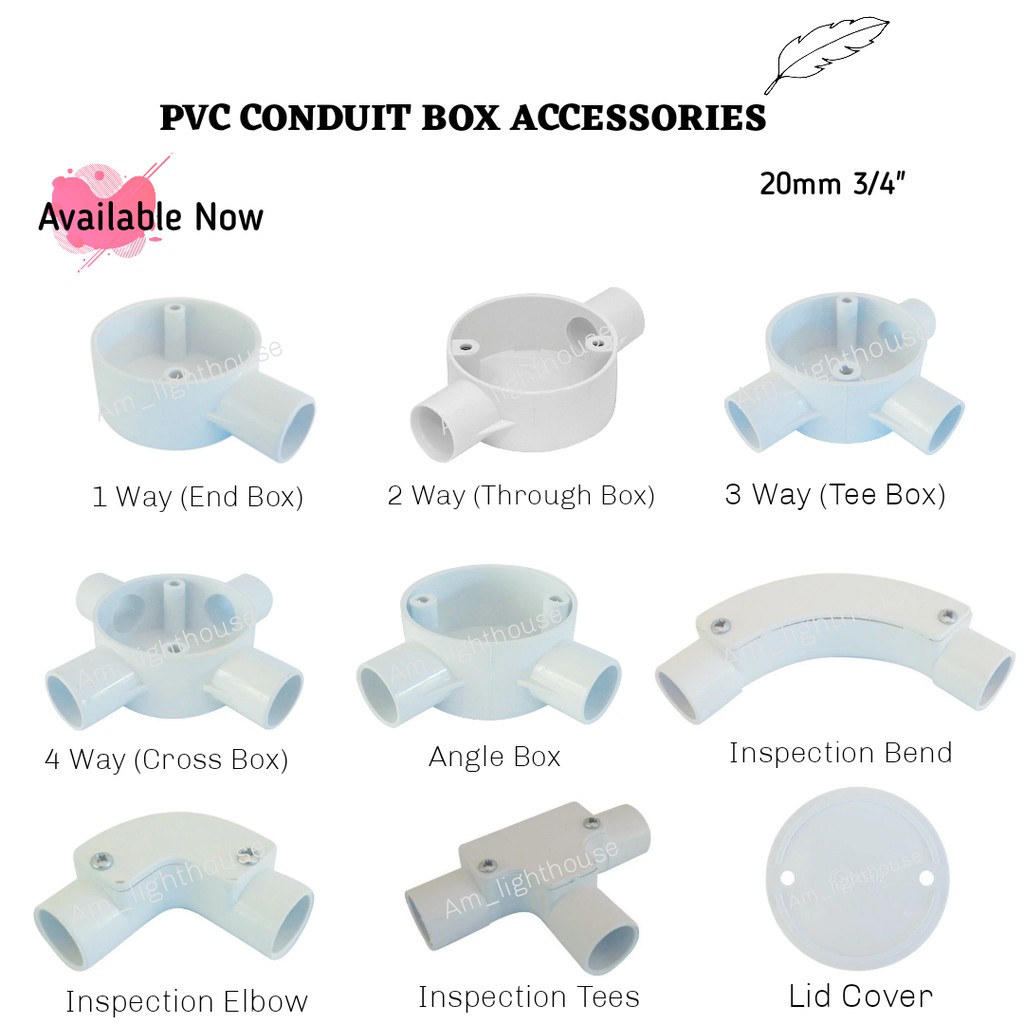 PVC CONDUIT BOX ACCESSORIES20MM 3/4" | Shopee Malaysia