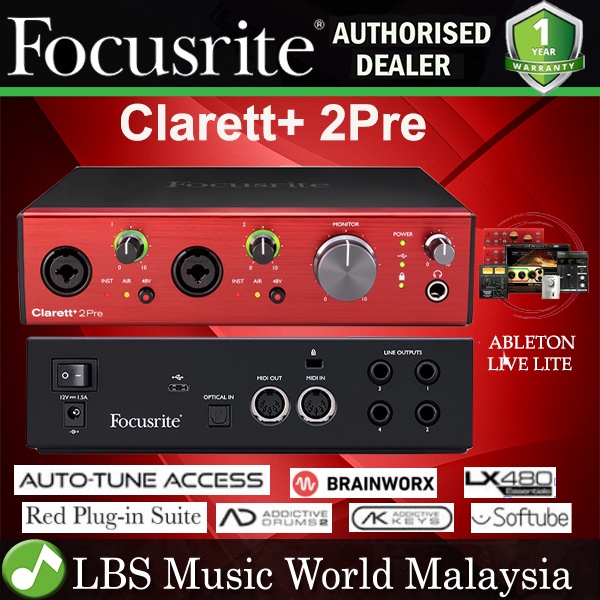 Focusrite Clarett+ 2Pre Pure Sounding 10 In and 4 Out USB C Audio Interface For Recording Artist ...