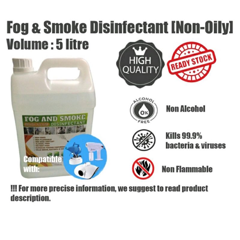 💢Ready Stock Fog Solution Sanitizer Disinfectant 5Liter Fogging Liquid ...