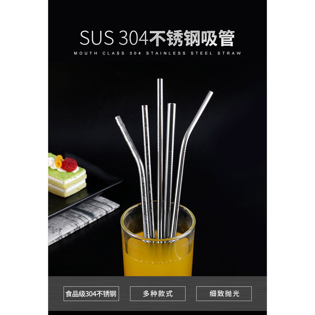 3 in 1 Stainless Steel Metal Straw Drinking Reusable Washable Penyedut ...
