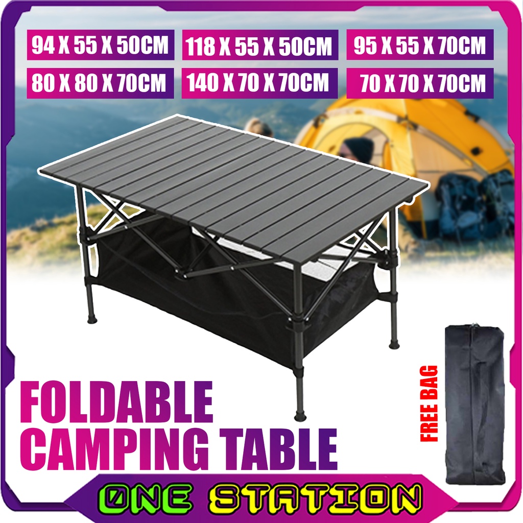 Outdoor Folding Camping Table With Net Portable Aluminum Table Foldable ...