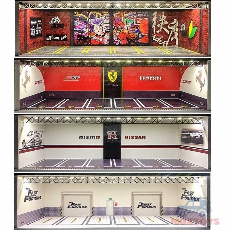 GEECHAN1:64 Diorama Display Cabinet Bright Model Carport JDM Nissan ...