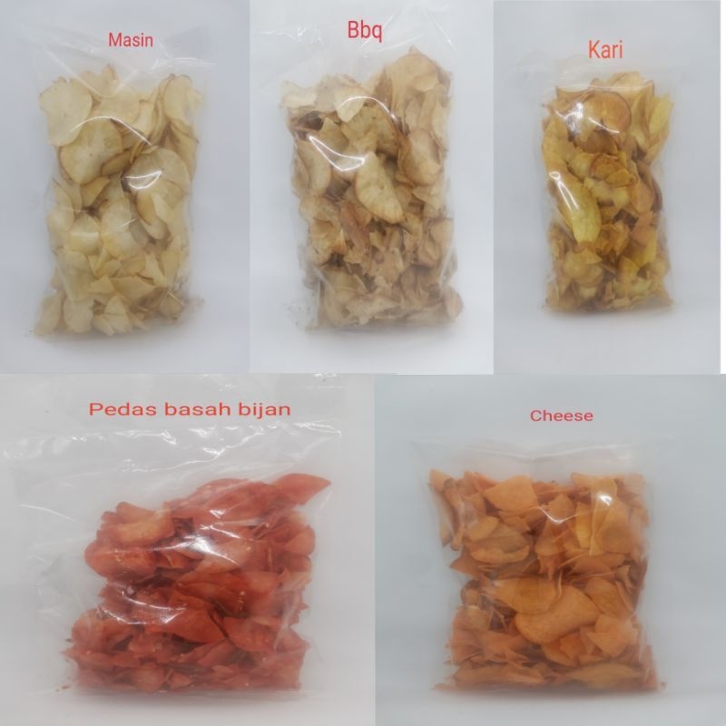 kerepek ubi basah, ubi cheese, ubi bbq, ubi masin, ubi kari | Shopee ...