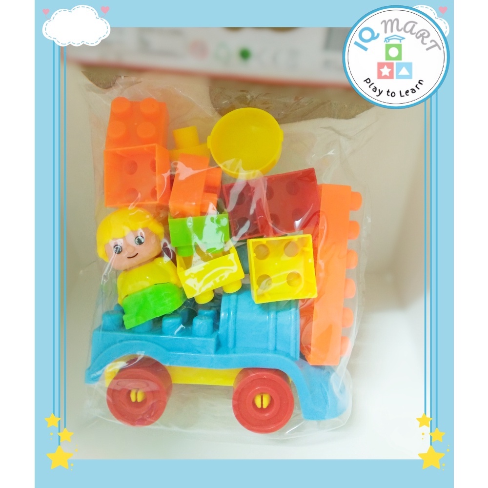 Plastic Building Blocks with Wheels and Human Stacking Lego Blok Binaan ...