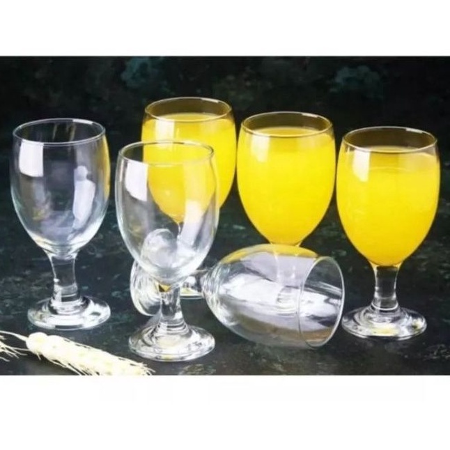 Water Goblet Glass Cup 311ml Banquet Gelas Berkaki Set of 6pcs Jus ...