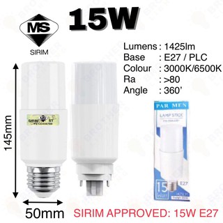 [SIRIM] LED Stick Bulb Mentol Light Bulb (5W / 10W / 15W) (E14 / E27 / PLC) (Daylight / Warm ...