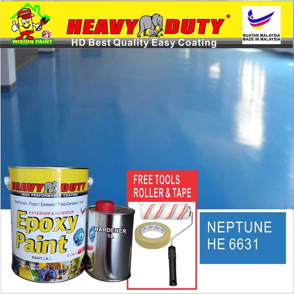 HE6631 NEPTUNE ( 5L ) HEAVY DUTY BRAND Coating ( FREE 7" ROLLER & Tape ...