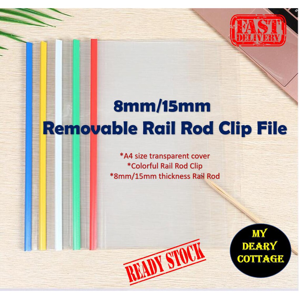 8mm/15mm Thick Rod/A4 Size/ Insert Draw Rail Rod Binder Clip Document ...