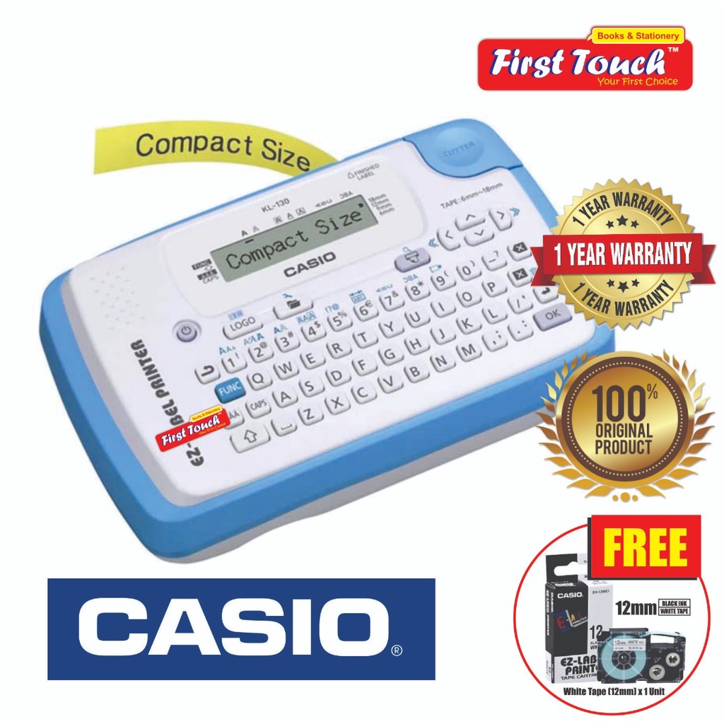 CASIO KL-130 EZ-Label Maker Label Printer OR Label Tape Selection Casio KL-130 Cartridag Casio ...