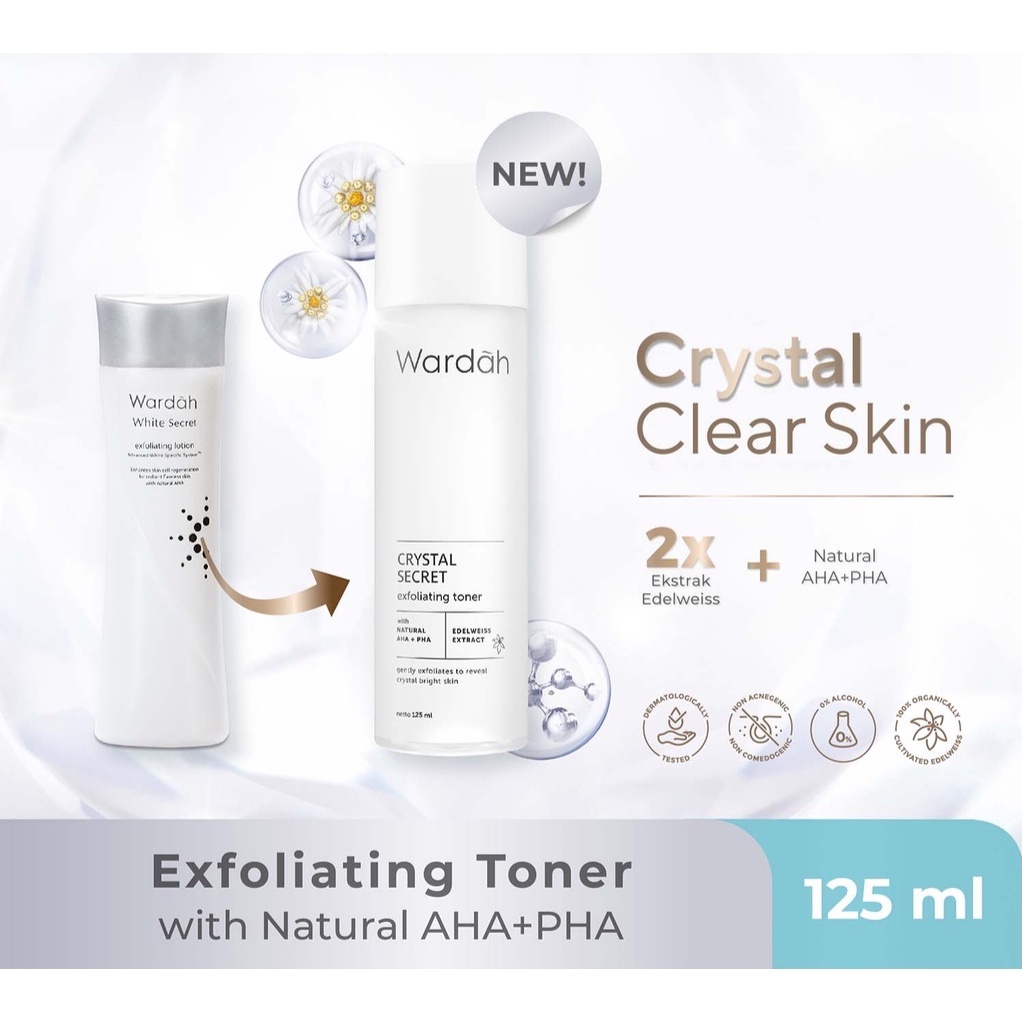 Wardah Crystal Secret Exfoliating Toner with Natural AHA+PHA 125ml | Shopee Malaysia