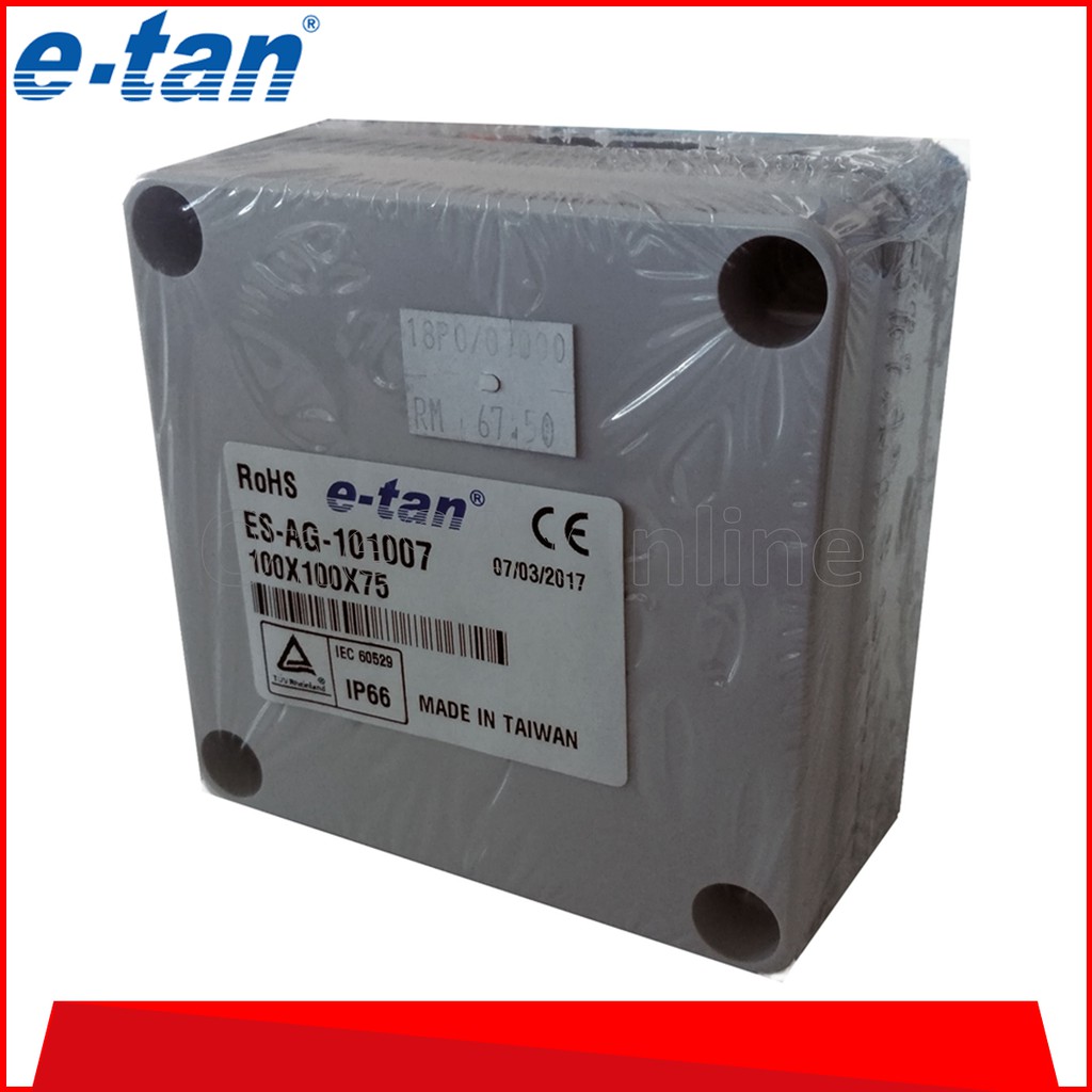 E-TAN PVC JUNCTION BOX IP68, ES SERIES, W100 X H100 X D75 MM, (ES-AG-101007) | Shopee Malaysia