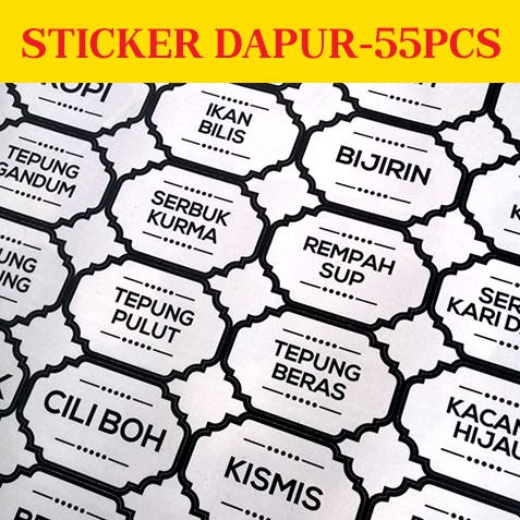 Sticker Dapur / Label Kitchen / M saiz - 55 Pcs - READY STOK | Shopee ...