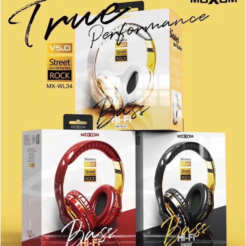 Original Moxom WL-34 /26 Wireless bluetooth V5.0 bass rock headphone | Shopee Malaysia