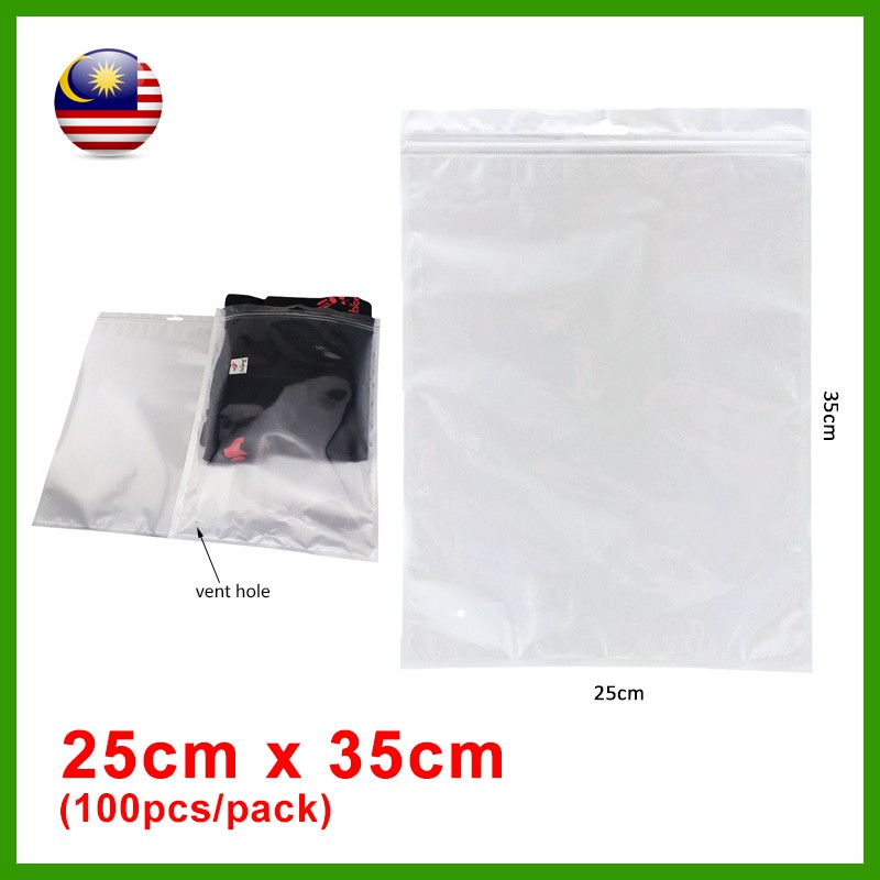 (25cm x 35cm) Clear White Plastic Bag Zip Lock Pouch Packaging ...