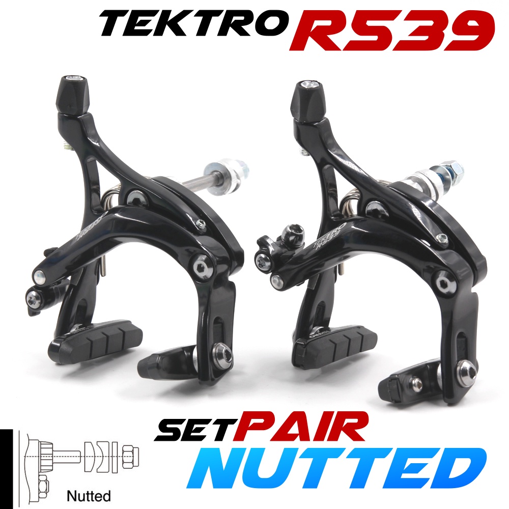 TEKTRO R539 ROAD Bike Dual Pivot Brake Calipers 47-59 mm NUTTED Black Set (Pair) | Shopee Malaysia