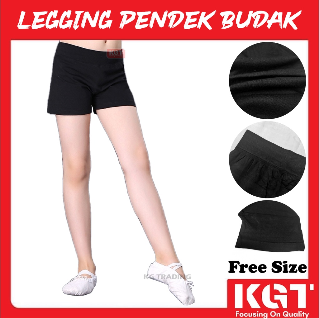 Legging Pendek Dewasa Hitam Tebal Ladies Short Legging Black Color ...