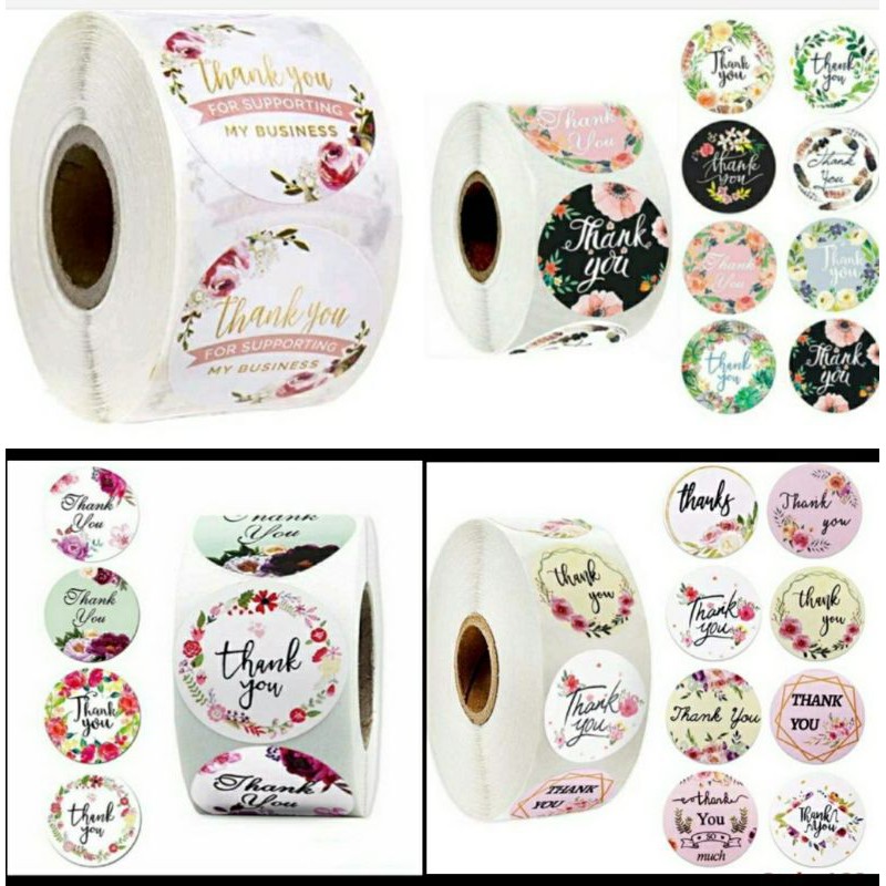 Thank you Sticker label FLORAL 100s,200s, 500s | Shopee Malaysia