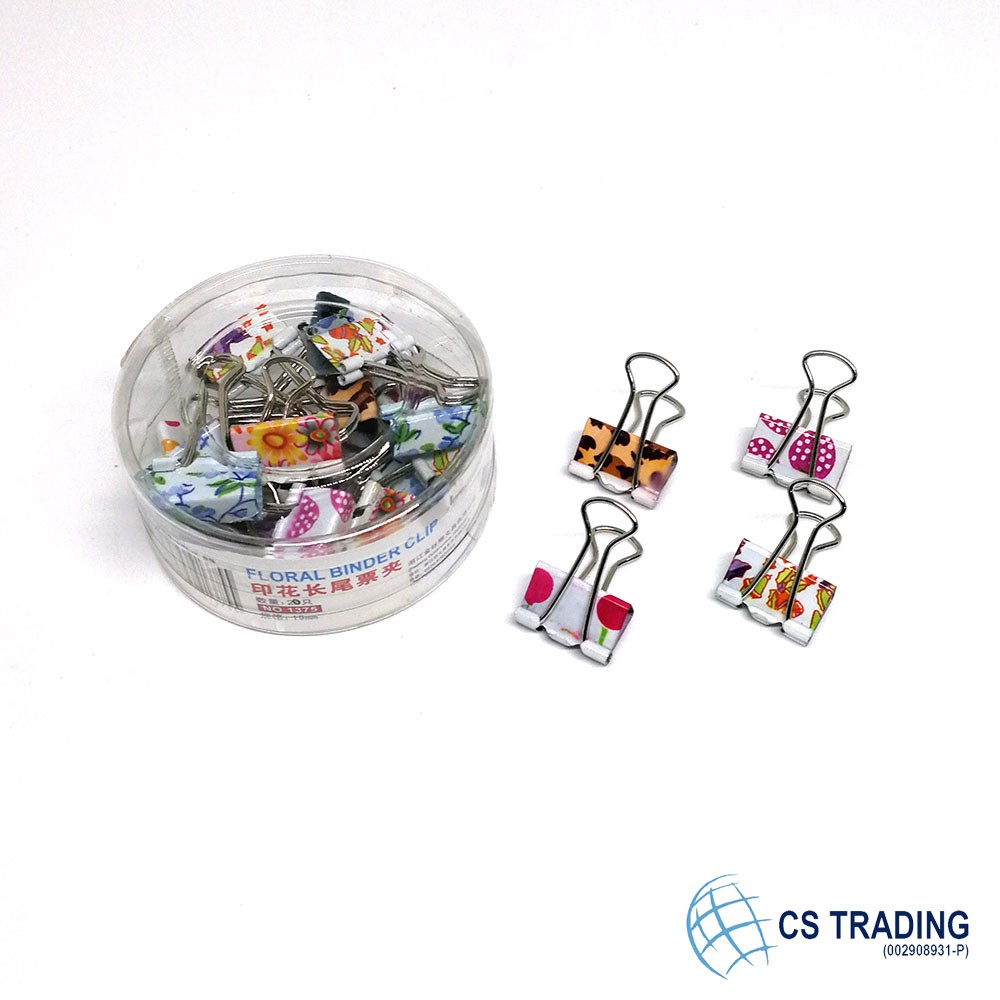 [1 Box] Floral Colour Binder Clip 19mm / 25mm / 32mm / 41mm / 51mm ...