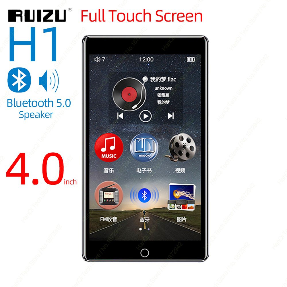 RUIZU H1 Touch Screen MP3 MP4 Player Bluetooth 8GB Music Player Support ...