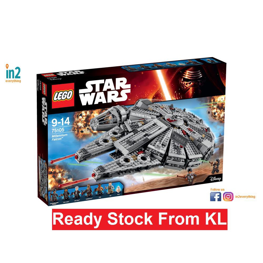 LEGO® Star Wars Millennium Falcon 75105 Lego Set New Han Solo BB8 Mini ...