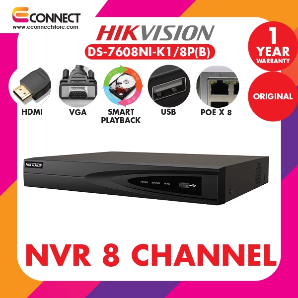 Hikvision DS-7608NI-E2/8P NVR 8 Channel CCTV IP Camera HDMI VGA USB | Shopee Malaysia