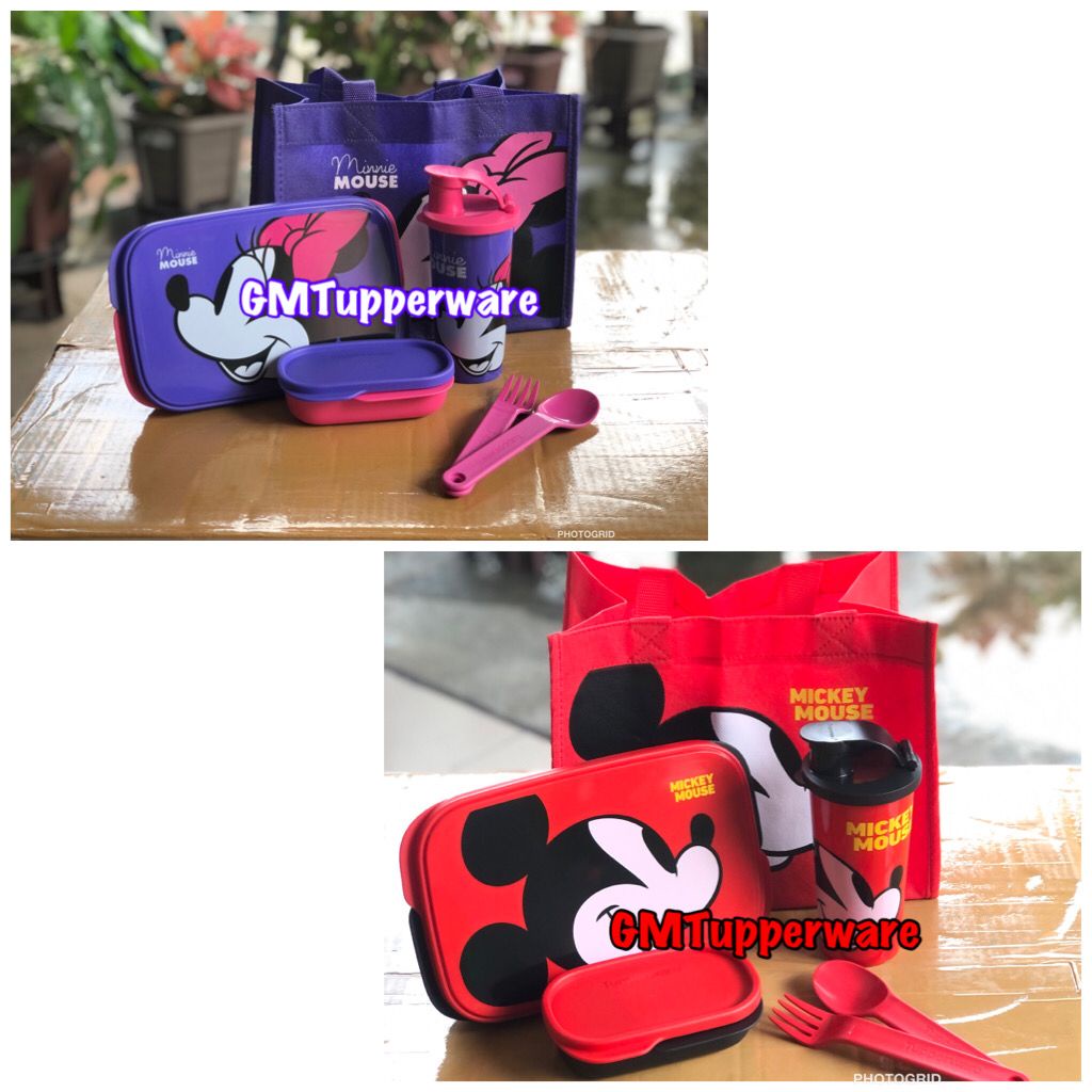 TUPPERWARE MINNIE/MICKEY LUNCH SET WITH BAG | Shopee Malaysia