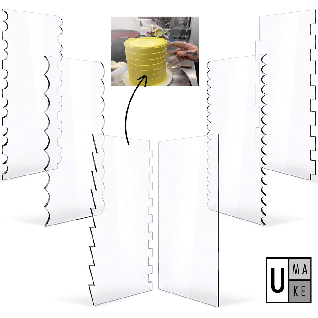(6 Patterns) Cake Scraper Frosting Smoothing Scrapper Acrylic Icing ...