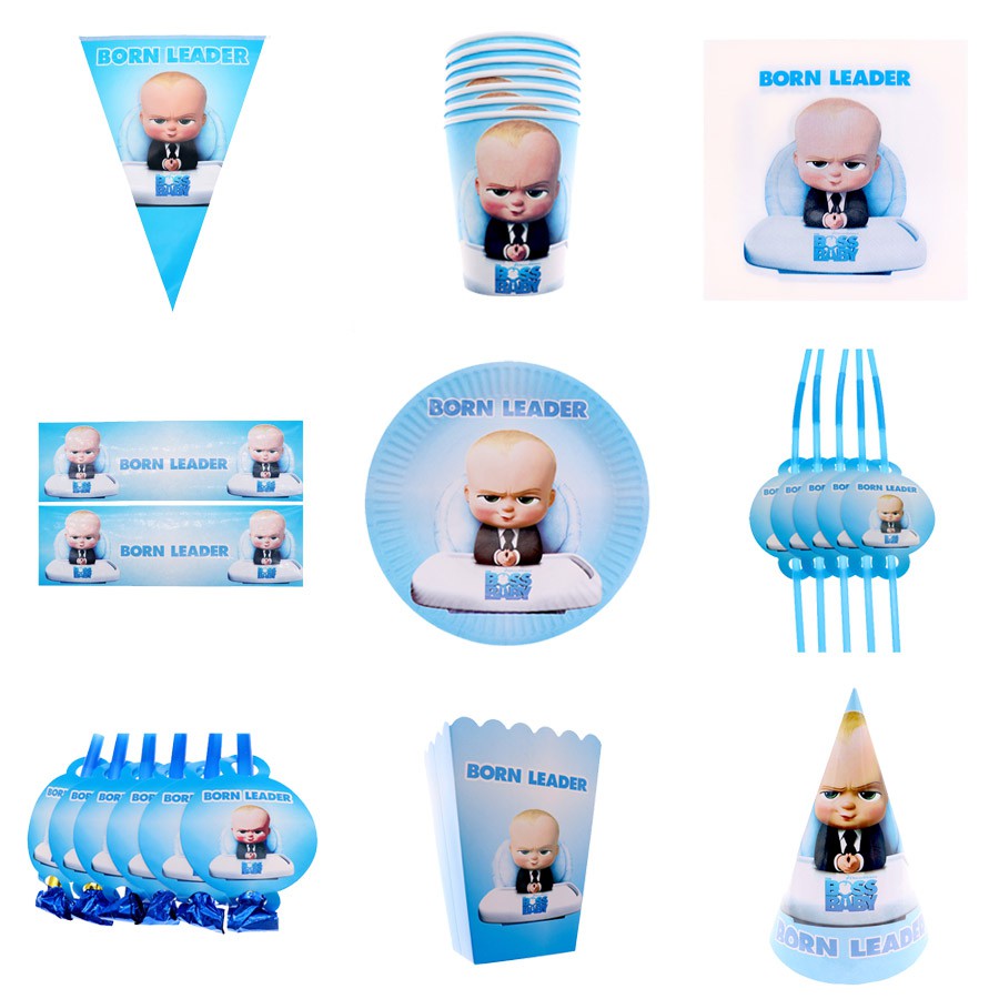 Boss Baby Happy Birthday Disposable Tableware Baby Shower Party Cup ...