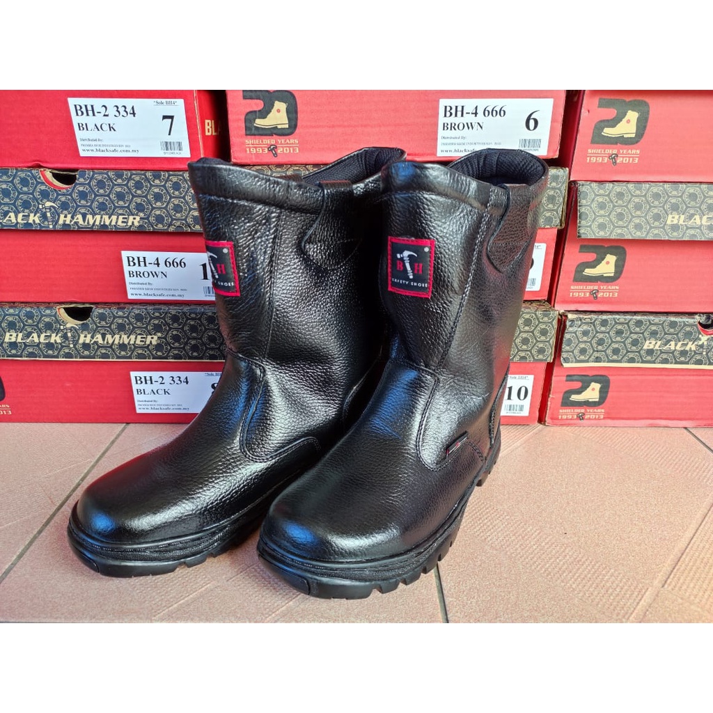 Original Black Hammer High Cut Genuine Leather Safety Shoes/High Cut ...