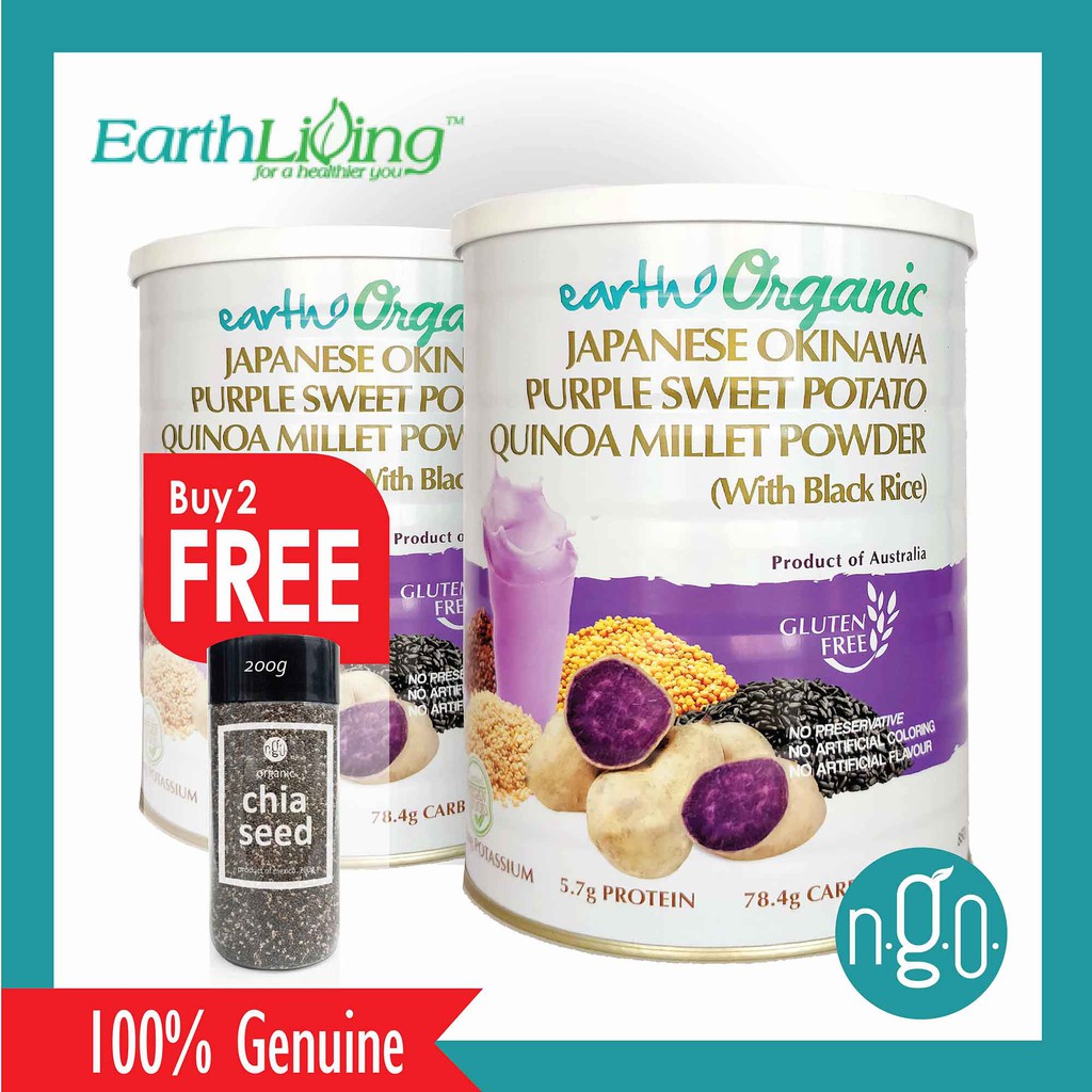 [FREE CHIA SEED] Earth Organic Japanese Okinawa Purple Sweet Potato ...