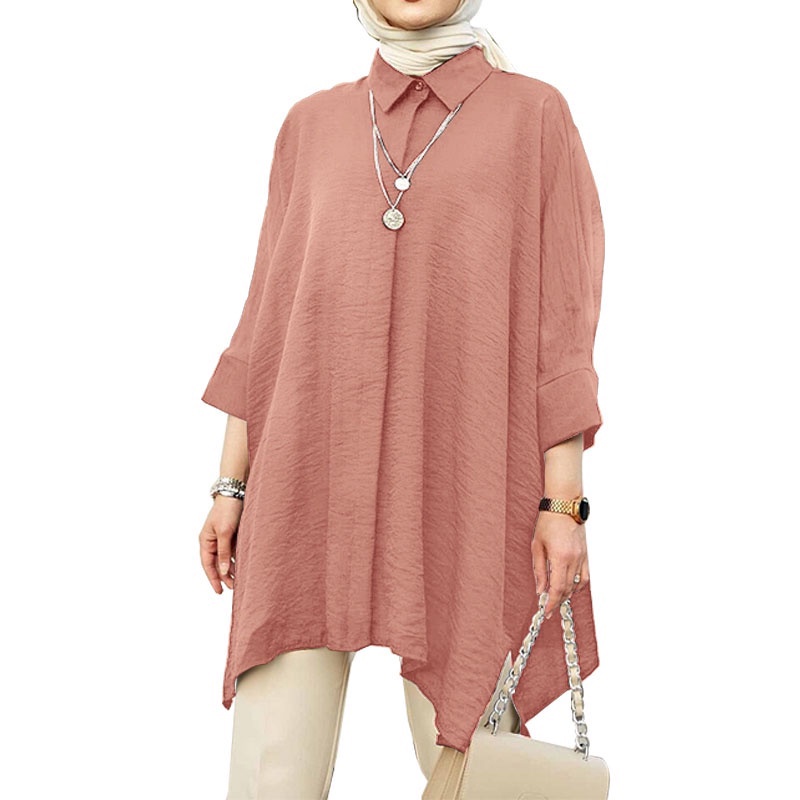 🌸READY STOCK🌸【S-5XL】Women Plus Size Muslimah Blouse Solid Shirt ...