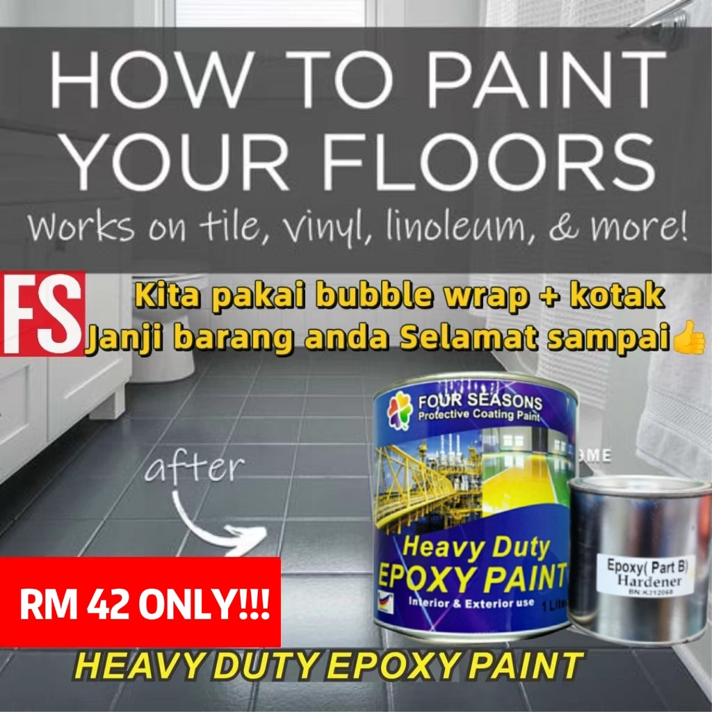 RM 42 ONLY!! 1L EPOXY FLOOR PAINT [HEAVY DUTY] PROTECTIVE & WATERPROOF ...