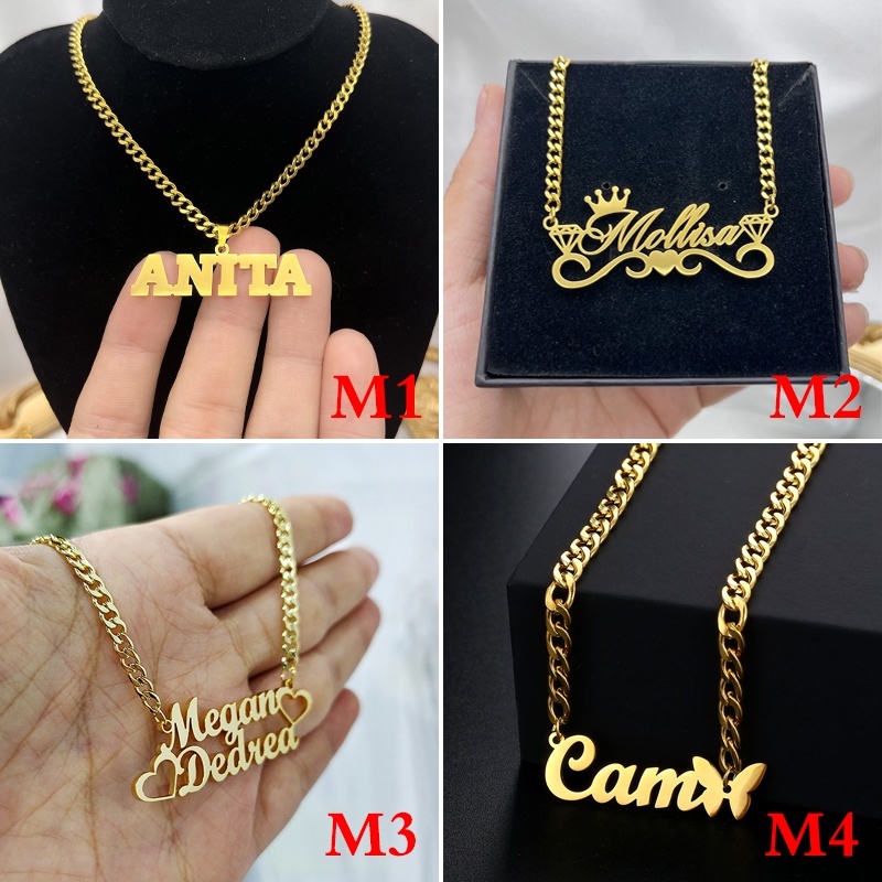 【Custom Name Necklace】WAD 5MM Stainless Steel Cuban Chain Custom Name ...