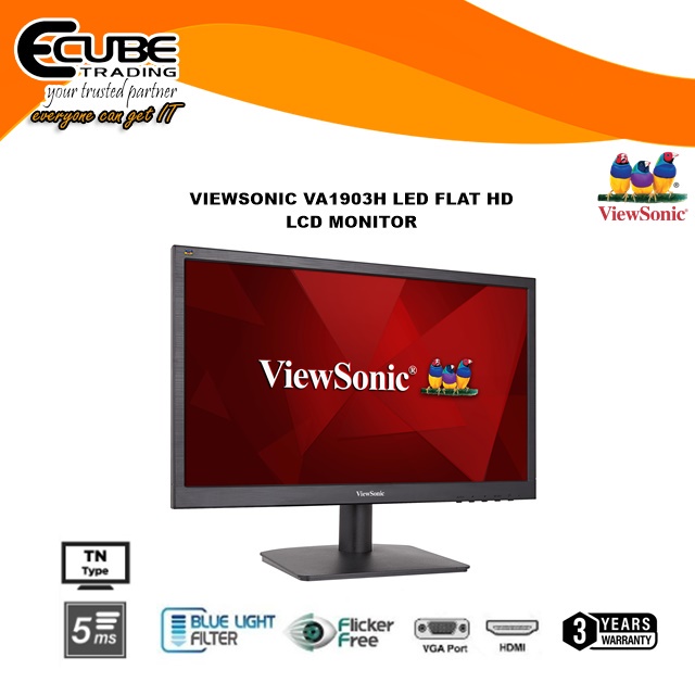 VIEWSONIC 19" VA1903H LED FLAT HD READY (1366x768 @ 60Hz) TN LCD ...