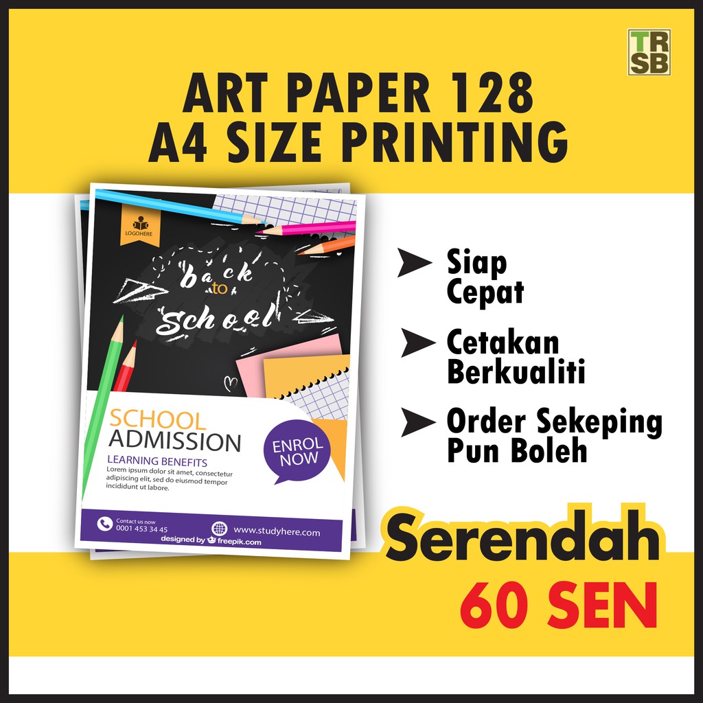 A4 Poster Printing Art Paper 128 gsm | Urgent Siap Cepat | Shopee Malaysia